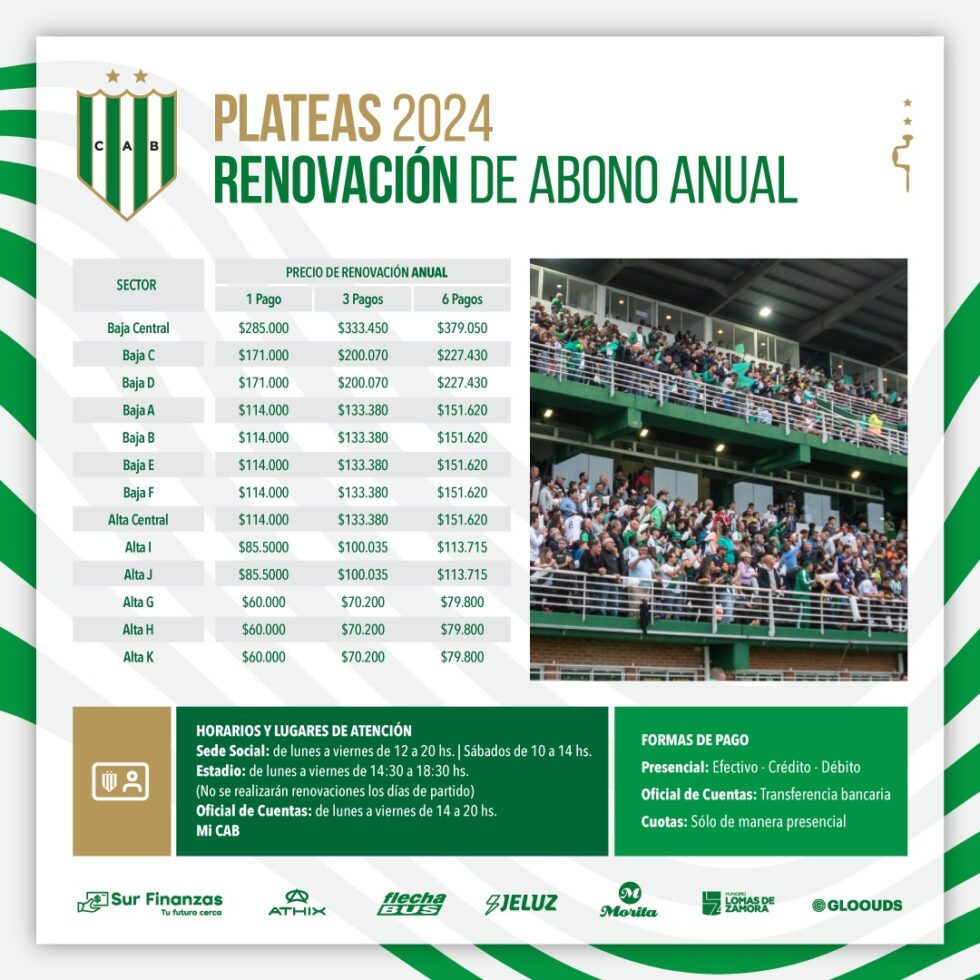 Renovación de plateas anual y semestral - Club Atlético Banfield
